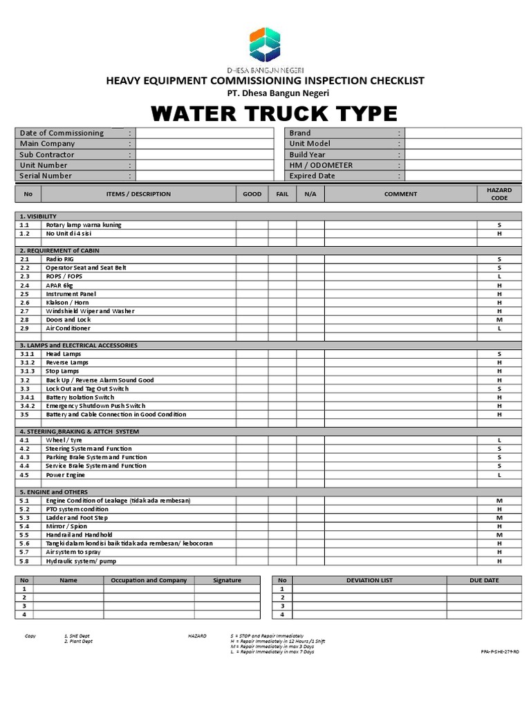 Commisioning Water Truck | PDF | Truck | Land Vehicles