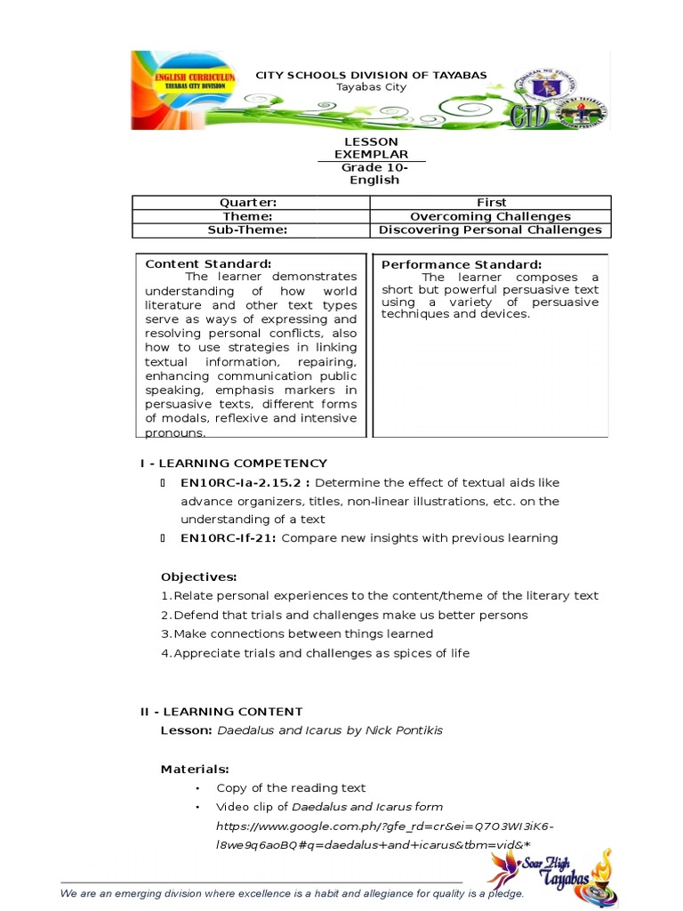 G10 English Lesson Exemplar 1st Quarter | PDF | Bullying | Pronoun