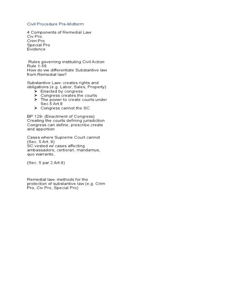 Civil Procedure Notes | PDF