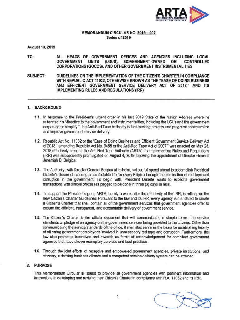 Signed Memorandum Circular No. 2019-002 Series of 2019 PDF | PDF
