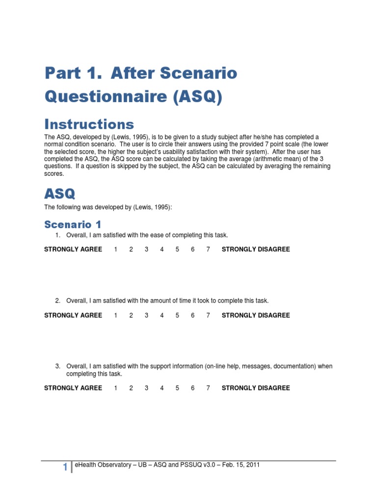 ASQ and PSSUQ Usability Questionnaires | PDF | Usability | Graphical ...