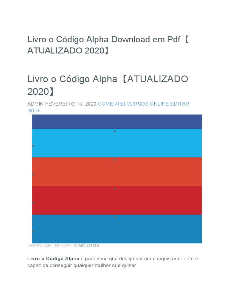 Livro o Código Alpha Download Em PDF【ATUALIZADO 2020】 | PDF | Direito ...