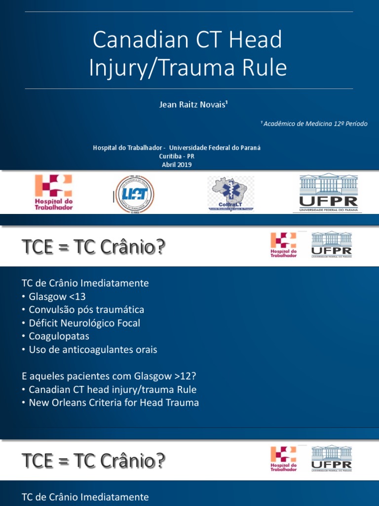 Canadian CT Head Rule JEAN | PDF | Doenças e distúrbios | Remédio