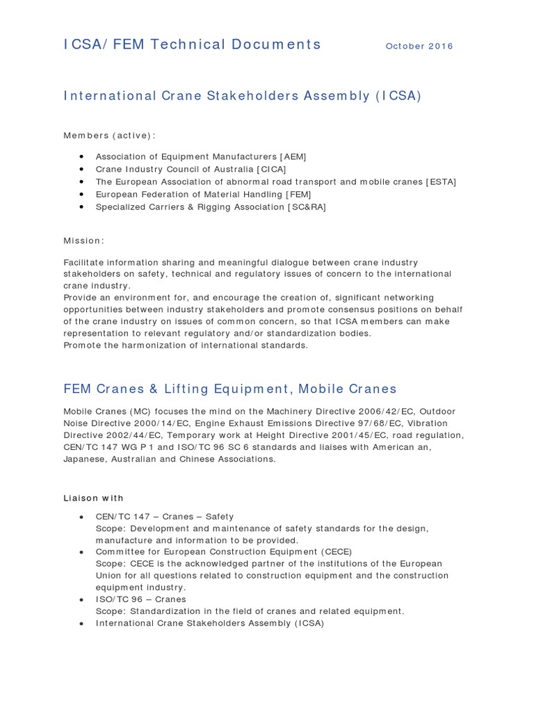 ICSA - FEM Technical Documents With Links 10 - 2016 | PDF | Crane ...