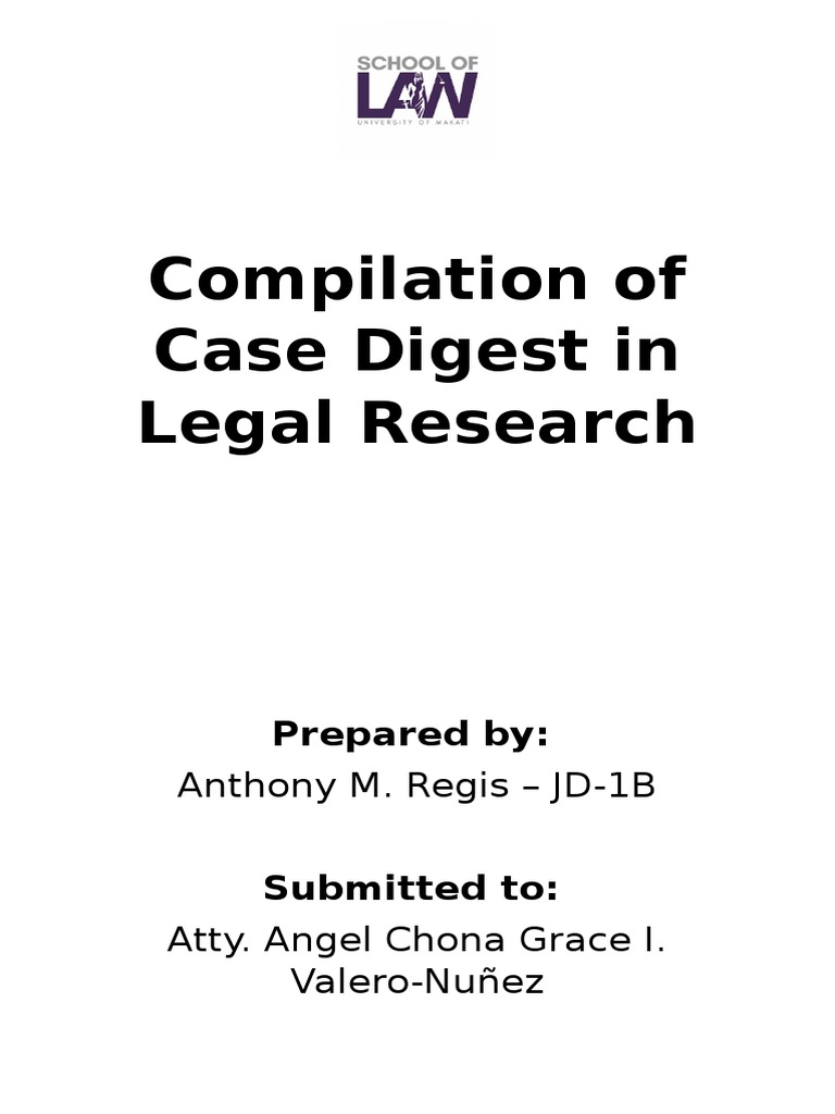 Compilation of Case Digest in Legal Research Front Page | PDF