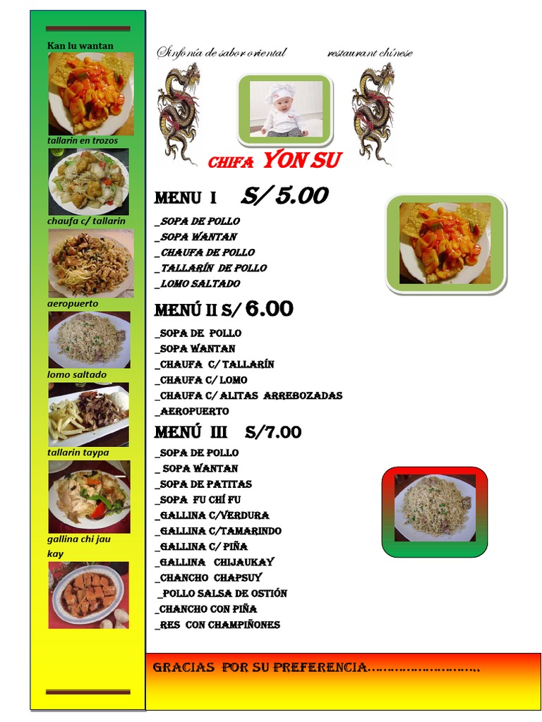 AVIO DE CHIFA Menu - para Combinar | PDF