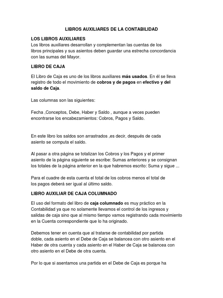 Libros Auxiliares en Contabilidad | PDF | Contabilidad | Economias
