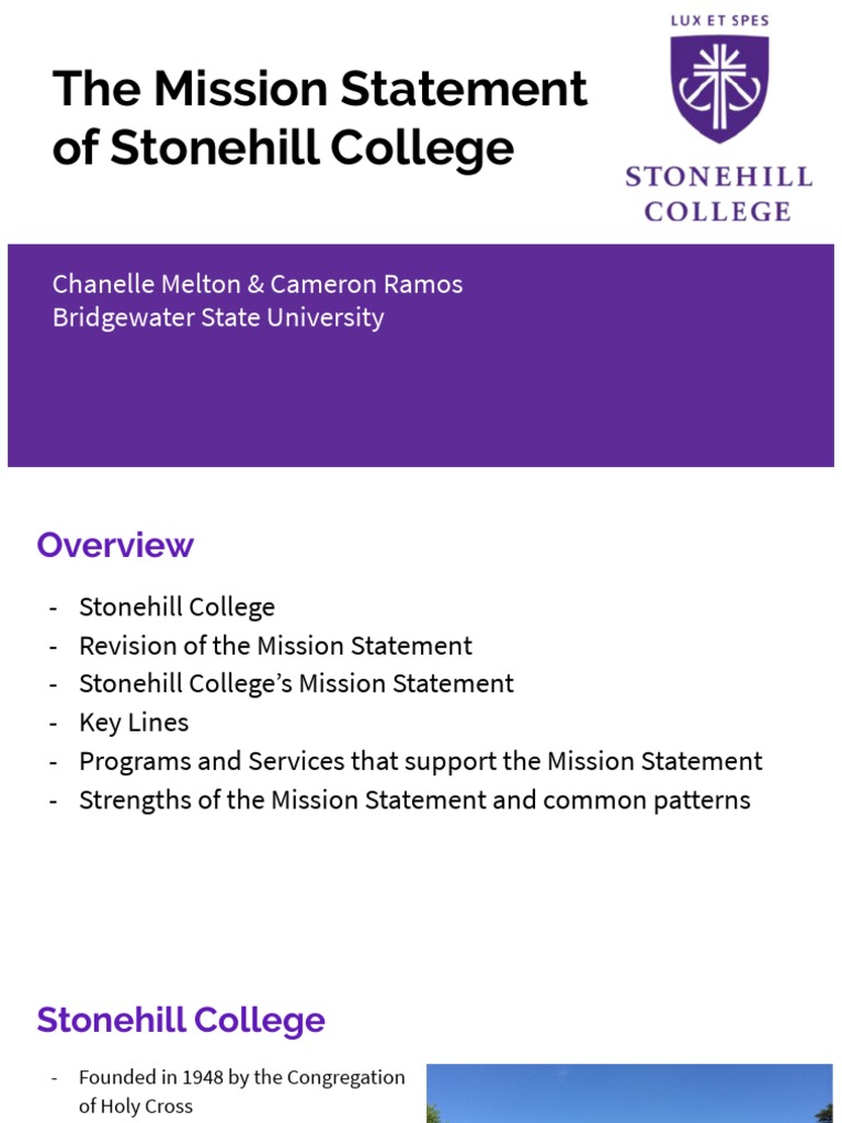 The Mission Statement of Stonehill College Presentation 2 | PDF ...
