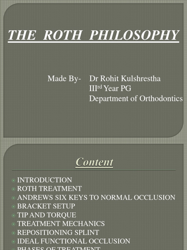 Roth Philosophy | PDF | Human Head And Neck | Human Anatomy
