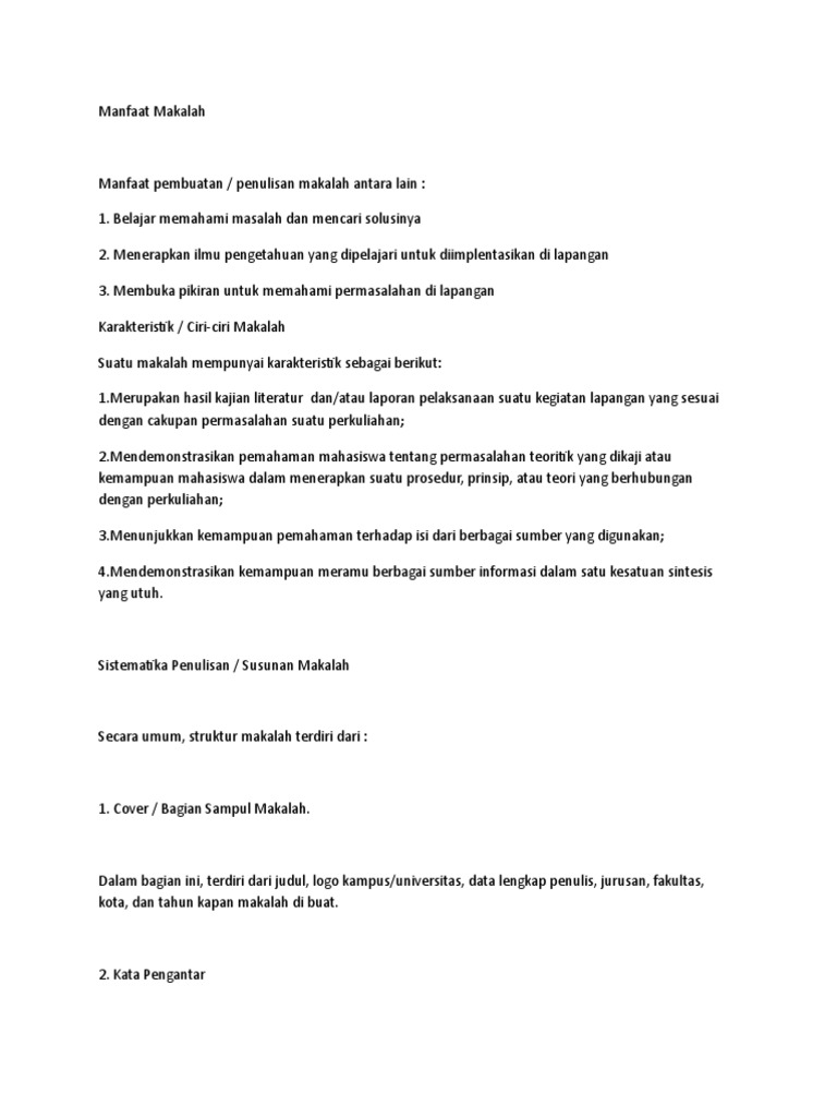 Manfaat Makalah | PDF