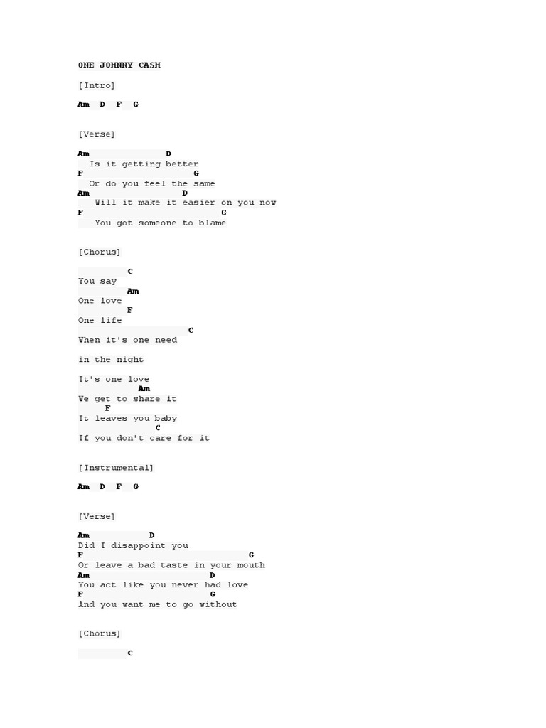 One Johnny Cash PDF | PDF