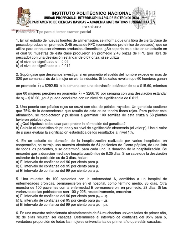 Prob3 Est 1S 13 14 | PDF | Intervalo de confianza | Desviación Estándar
