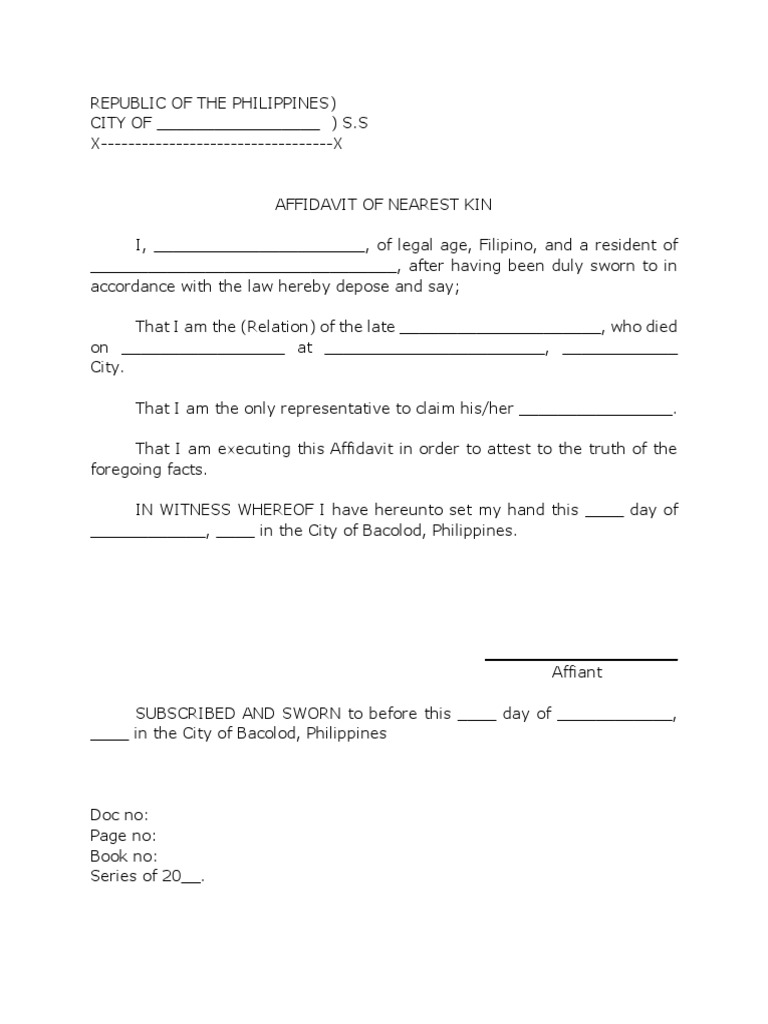 Affidavit of Nearest Kin | PDF
