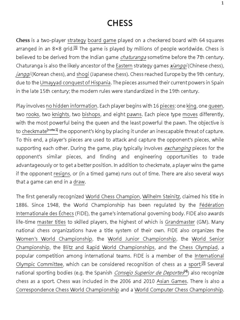 Chess Handout | PDF | Chess | Chess Strategy