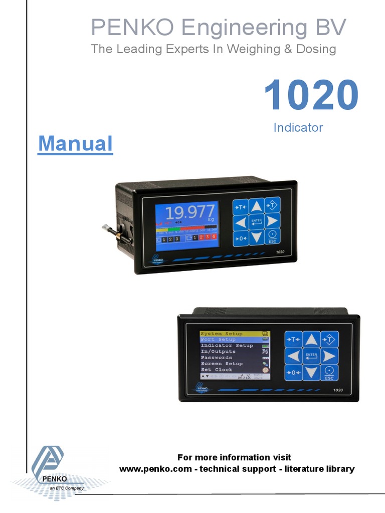 1020 Series MANUAL 1020 | PDF | Calibration | Menu (Computing)
