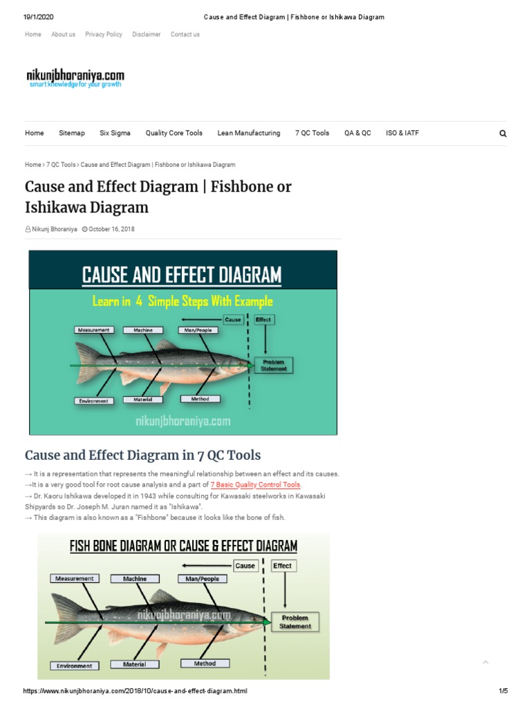 Cause and Effect Diagram - Fishbone or Ishikawa Diagram | PDF ...