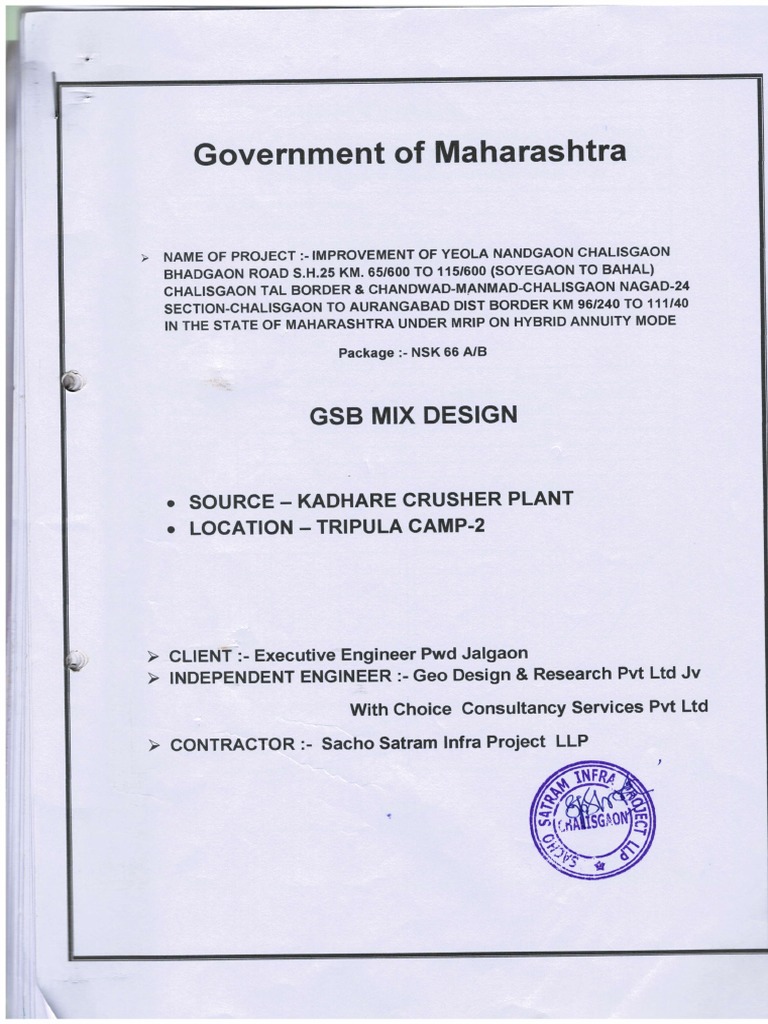 GSB Mix Design NSK-66 PDF | PDF | Force | Mass