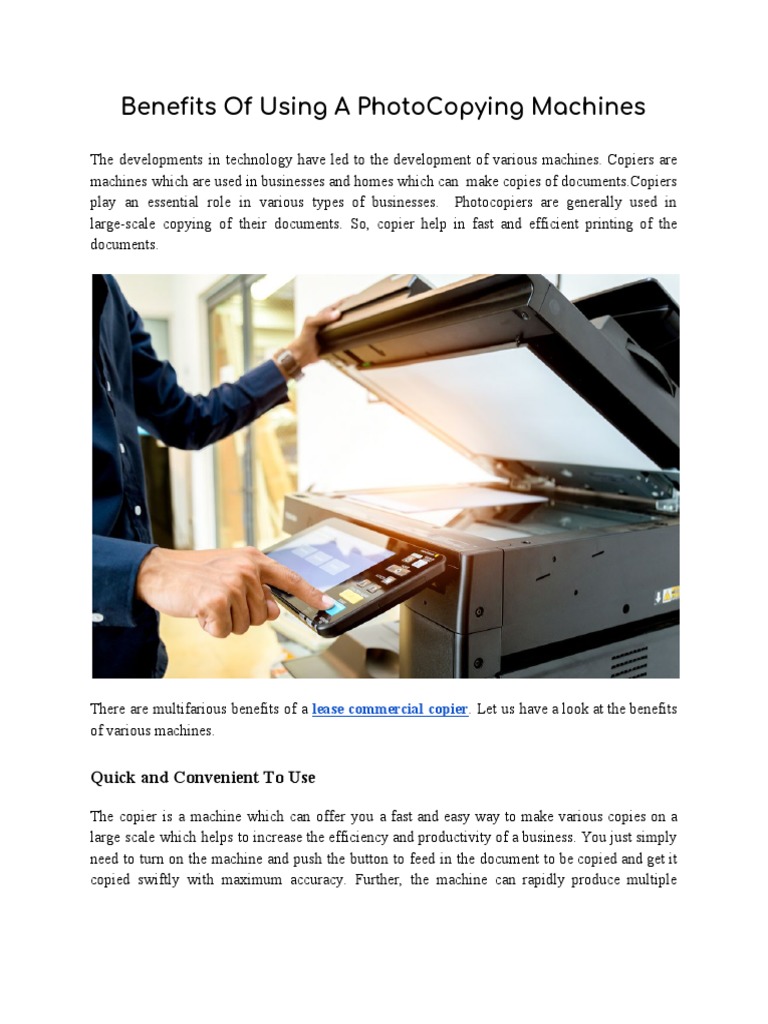 Benefits of Using A PhotoCopying Machines | PDF | Photocopier | Printer (Computing)