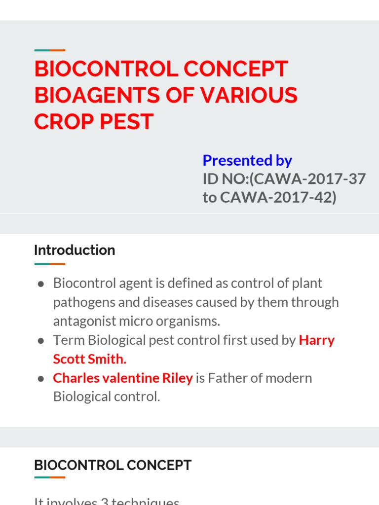Biocontrol Concept Bioagents of Various Crop Pest | PDF | Biological Pest Control | Insects