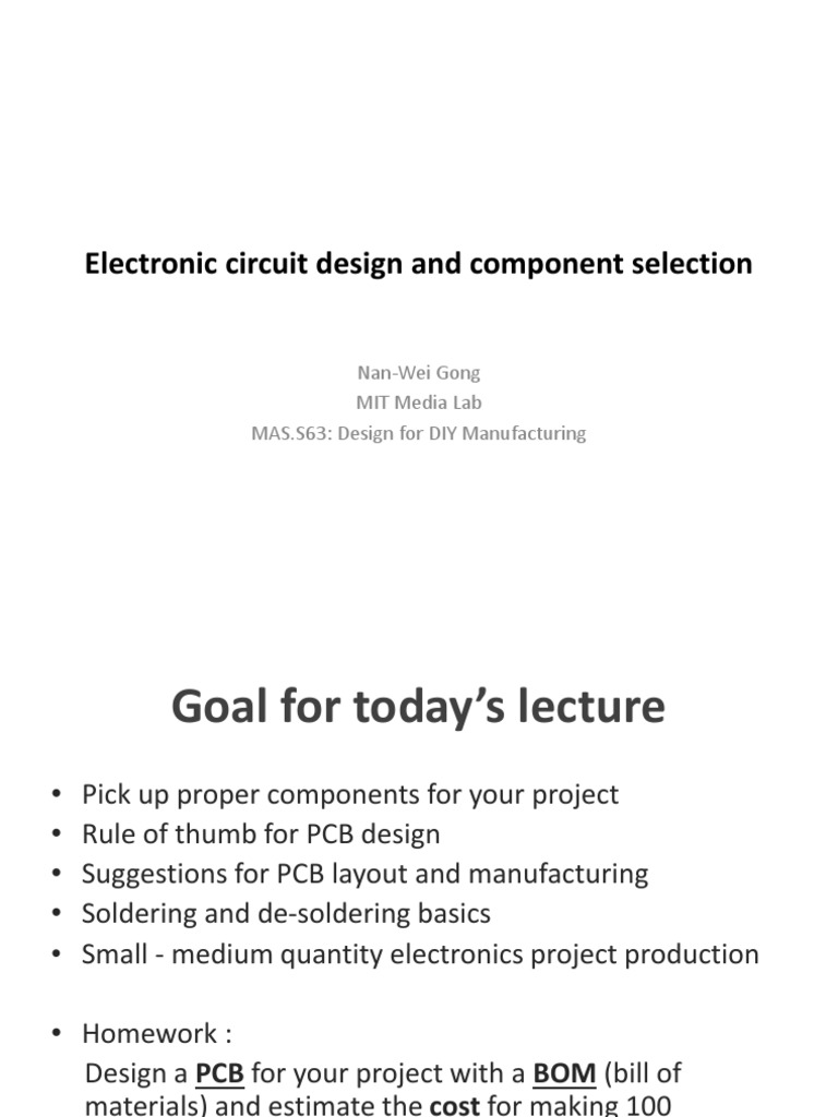 Electronic Circuit Design and Component Selection | PDF | Printed ...
