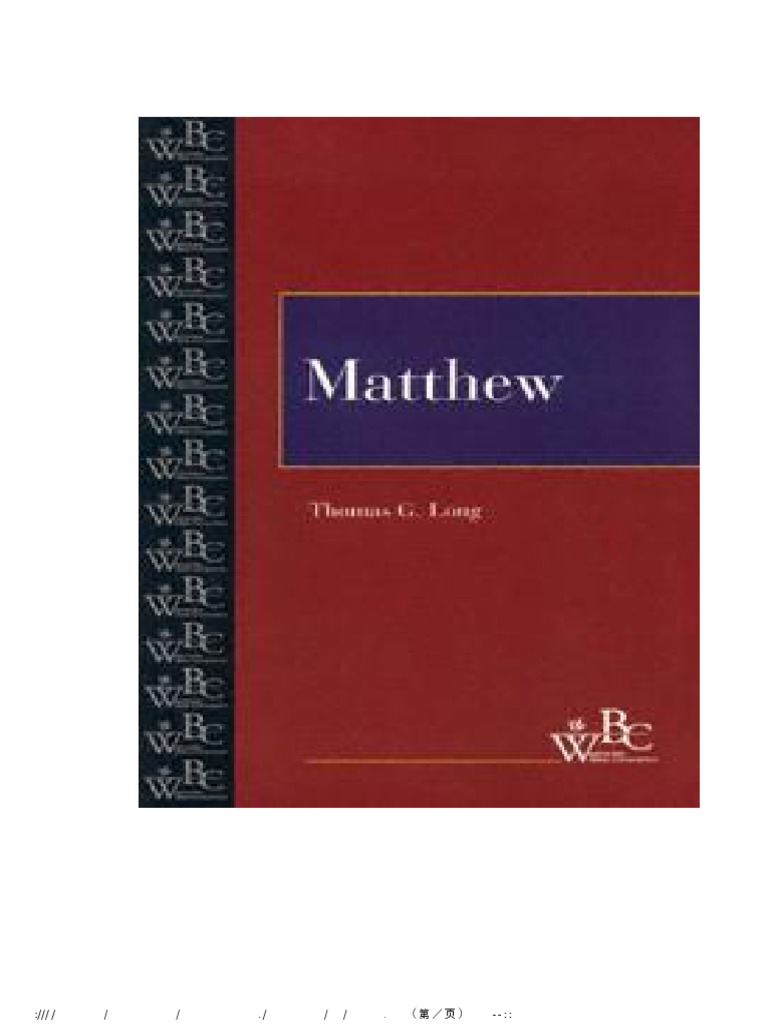 (Thomas - C - Long) Matthew | PDF | Gospel Of Matthew | Gospels