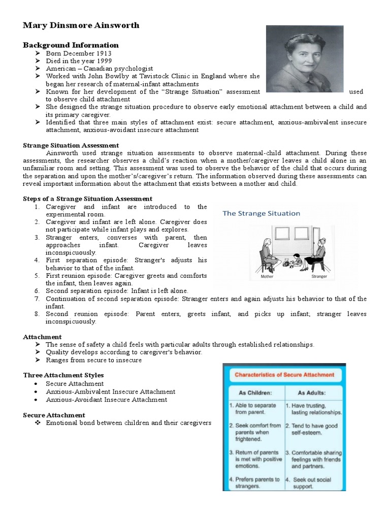 Mary Ainsworth | PDF | Attachment Theory | Human Development