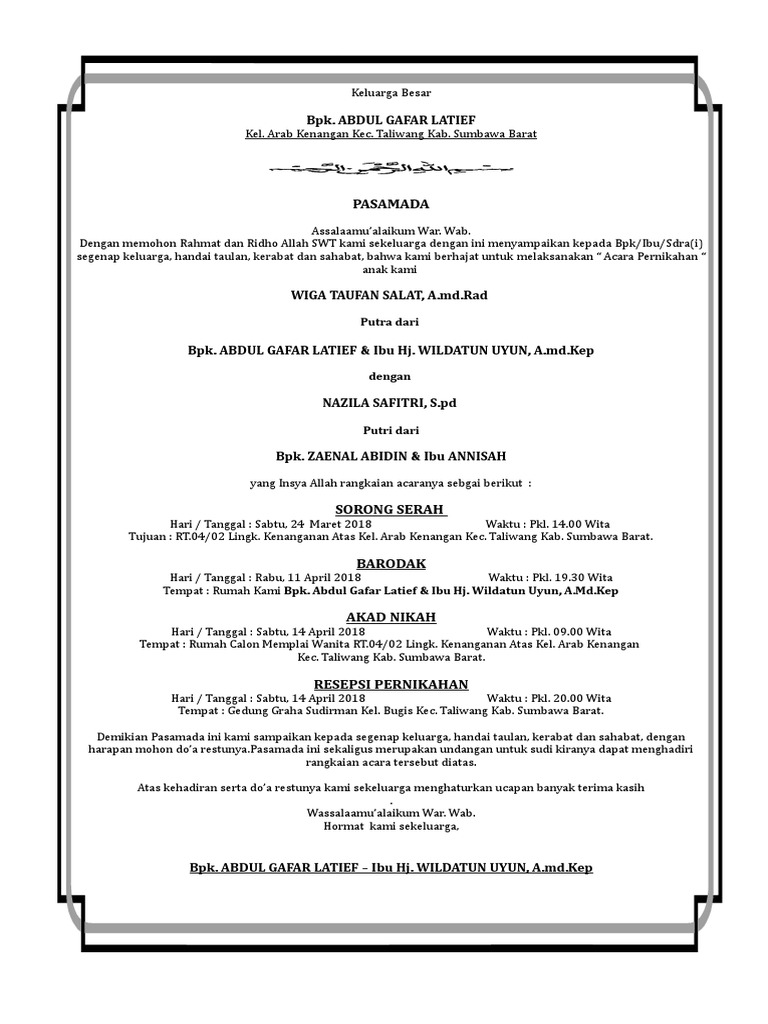 UNDANGAN-PASAMADA Hj. Wildatun Uyun | PDF