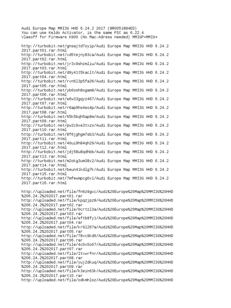 Audi Europe Map MMI3G HHD 6.24.2 2017 (8R0051884ED) | PDF