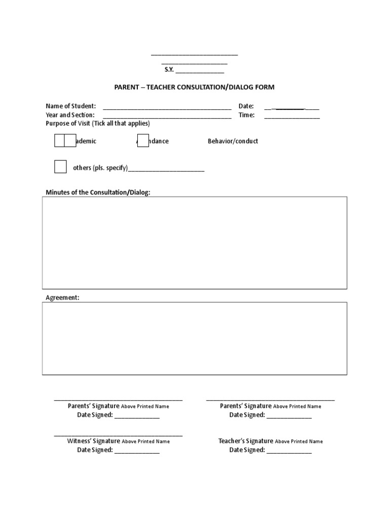 Parent-Teacher Consultation Form | PDF