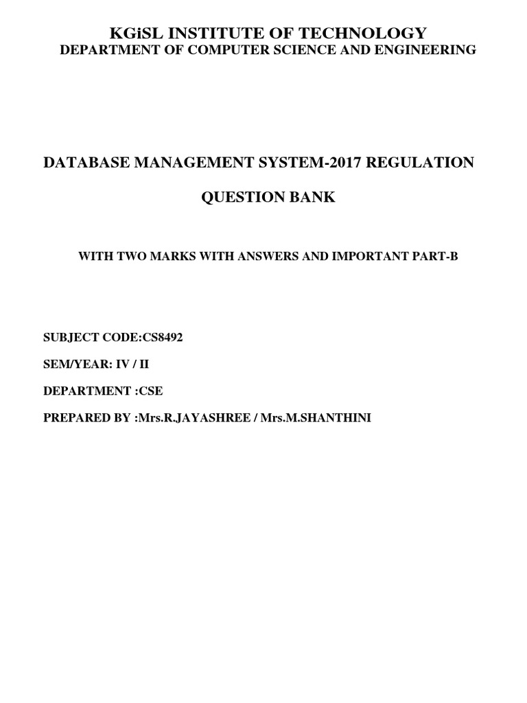 CS8492-Database Management Systems-2017r Question Bank | PDF | X Path ... CS8492-Database Management Systems-2017r Question Bank | PDF | X Path ...