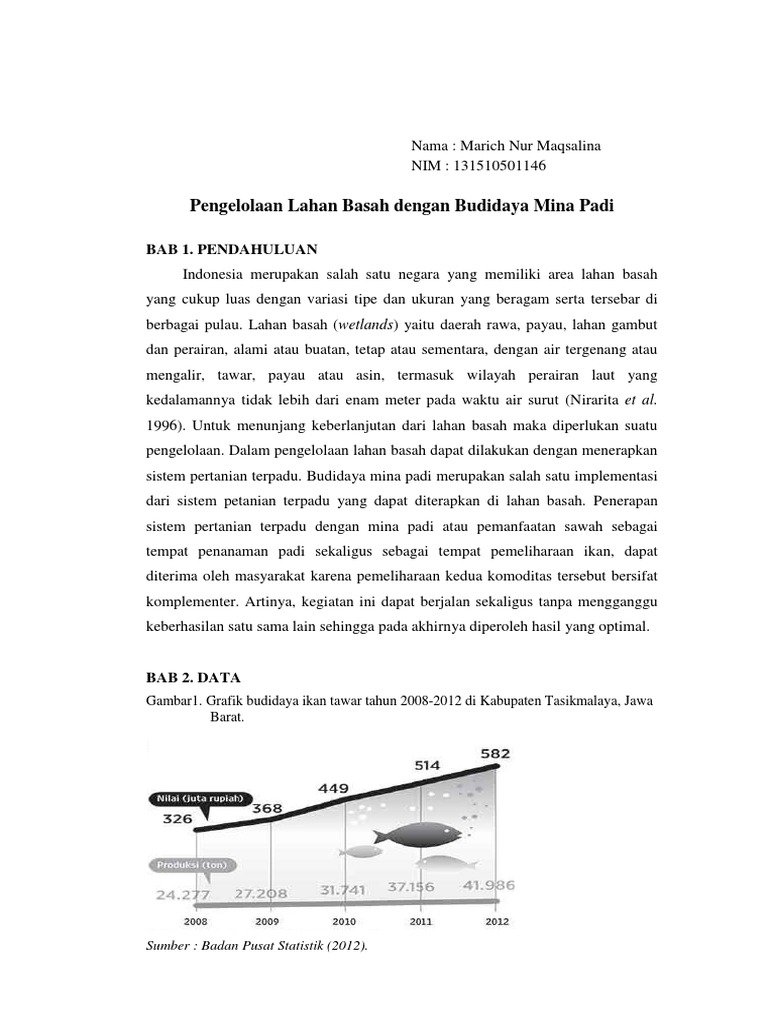 Pengelolaan Lahan Basah: Mina Padi | PDF