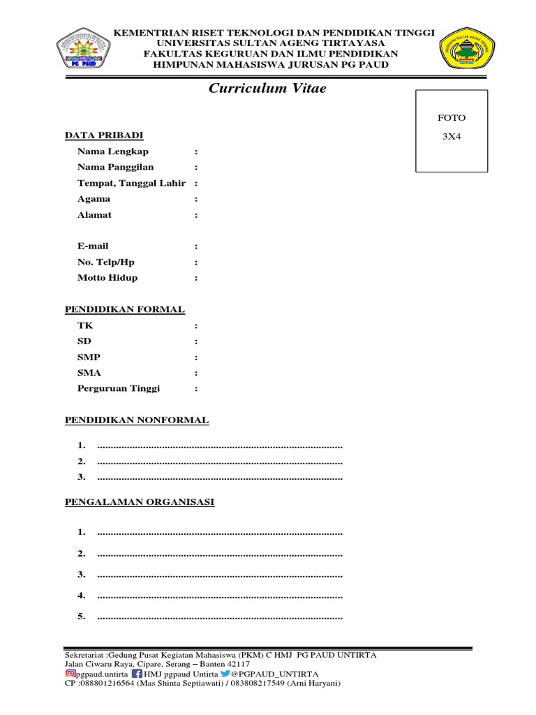 Curriculum Vitae Pemateri Kosong | PDF