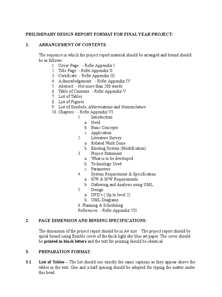 Preliminary Design Report Guidelines | PDF | Times New Roman