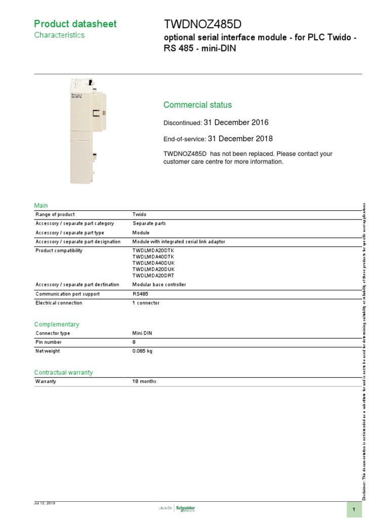 Twido TWDNOZ485D | PDF