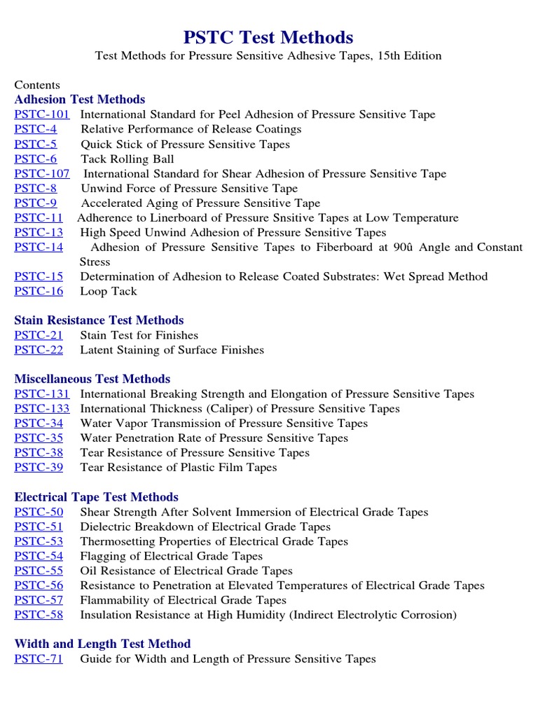 PSTC Test Methods PDF | PDF | Adhesion | Adhesive
