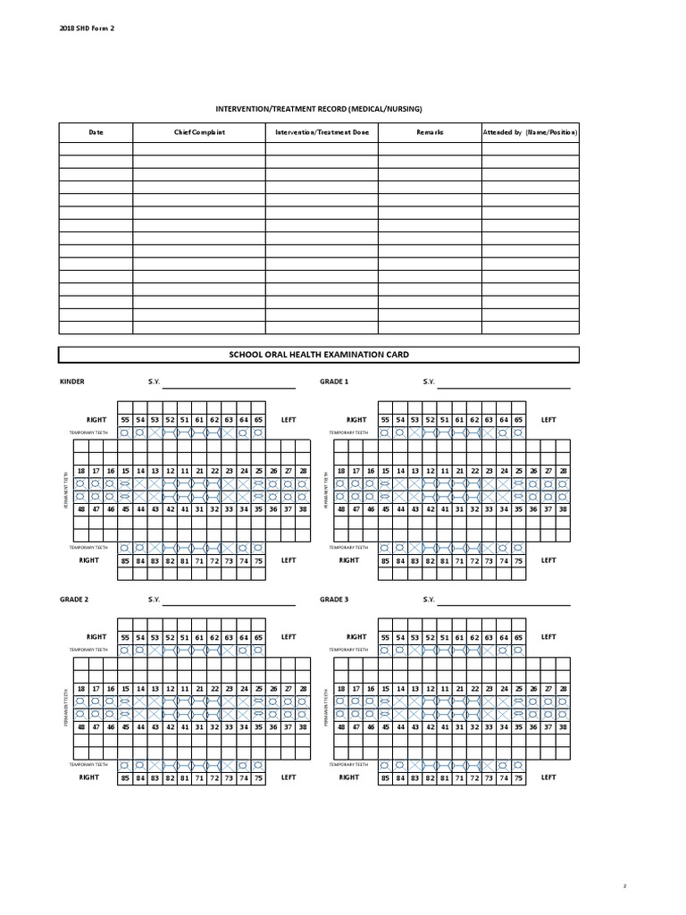 SHD Form 2 dental records | PDF | Health Care | Health Sciences