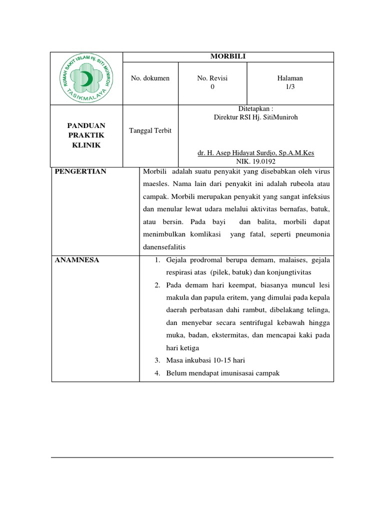 Panduan Klinik Morbili: Diagnosis dan Terapi | PDF | Sains & Matematika