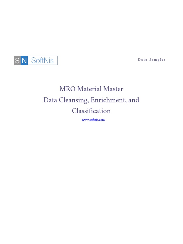MRO Material Master Data Cleansing Enrichment and Classification | PDF ...