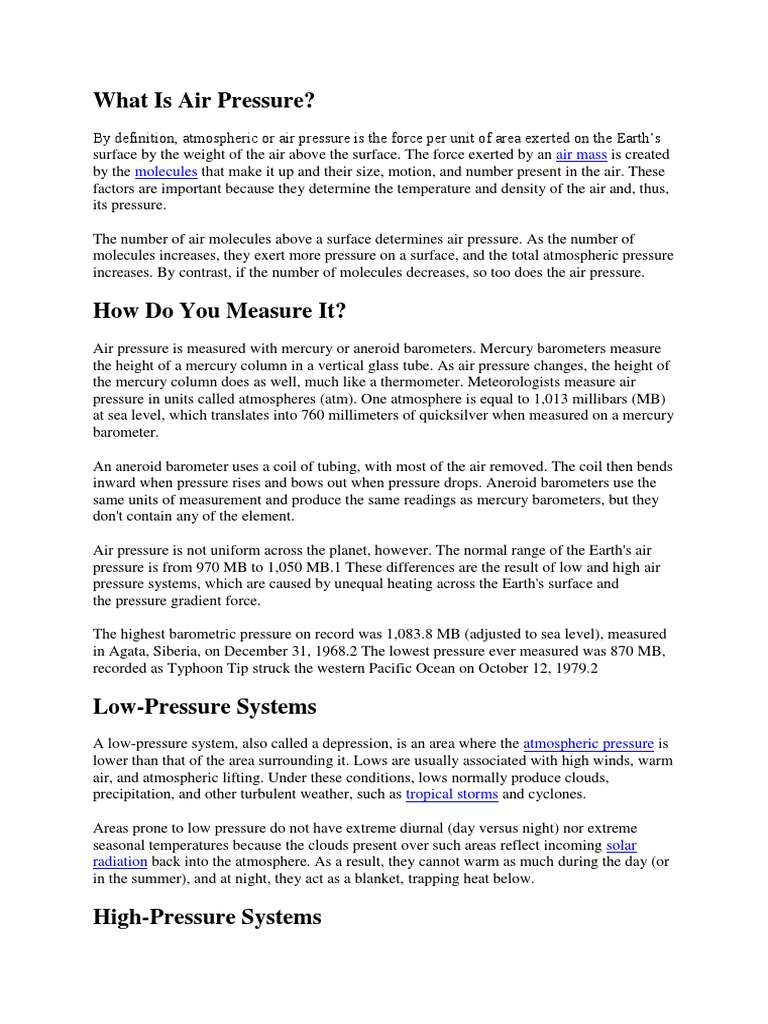 What Is Air Pressure | PDF | Atmospheric Pressure | Atmosphere Of Earth