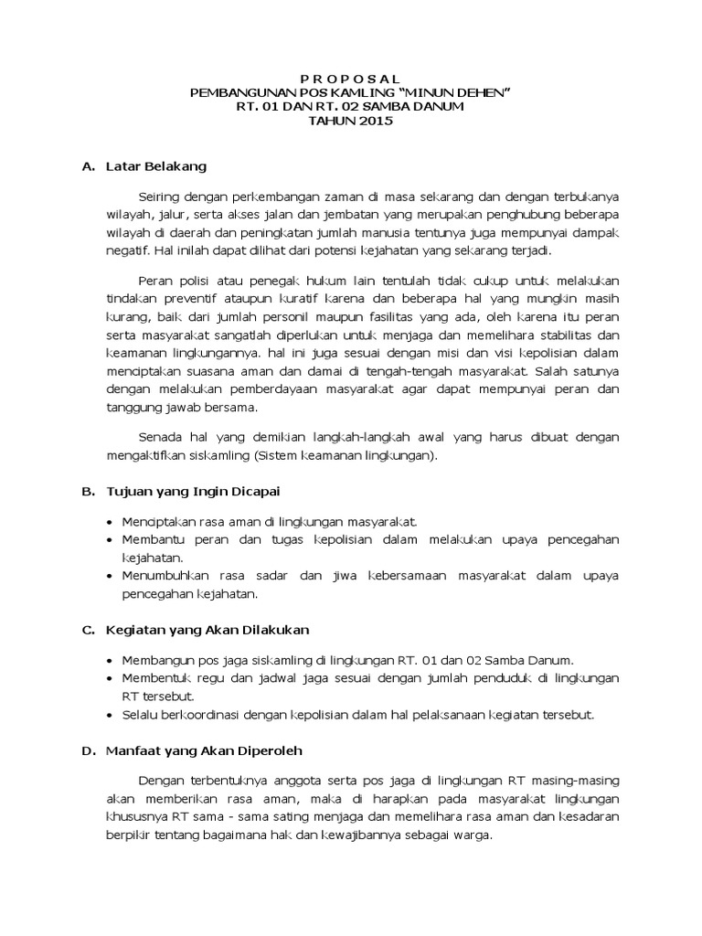 Proposal Pos Kamling | PDF