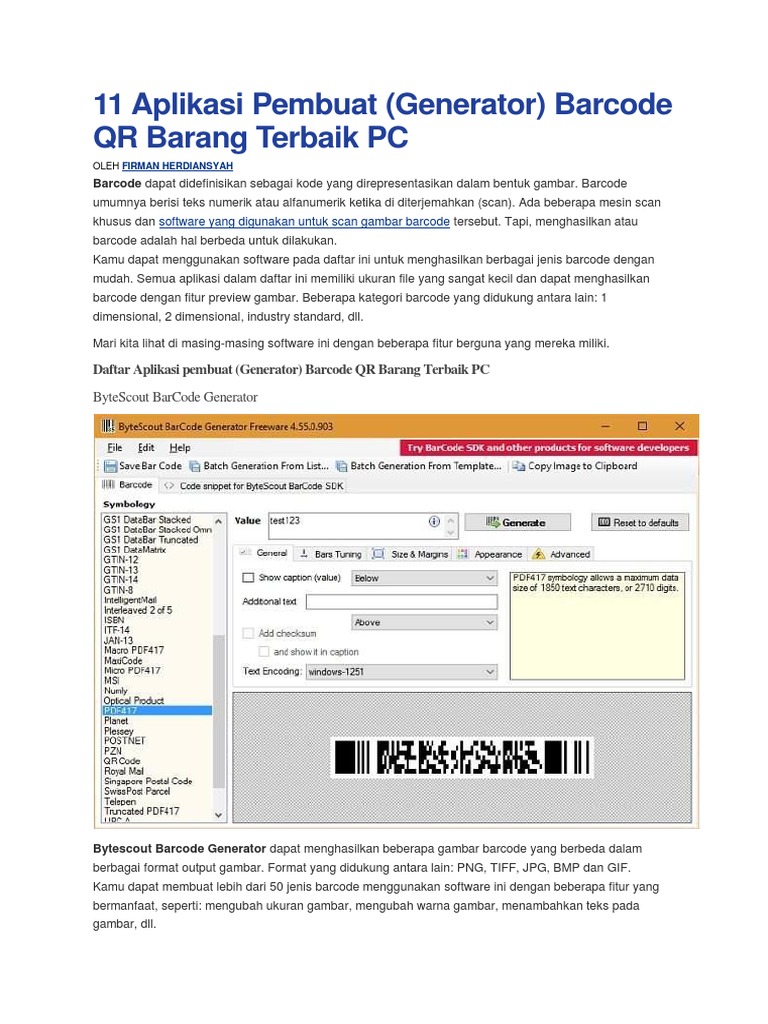 11 Aplikasi Pembuat BARCODE GENERATOR | PDF