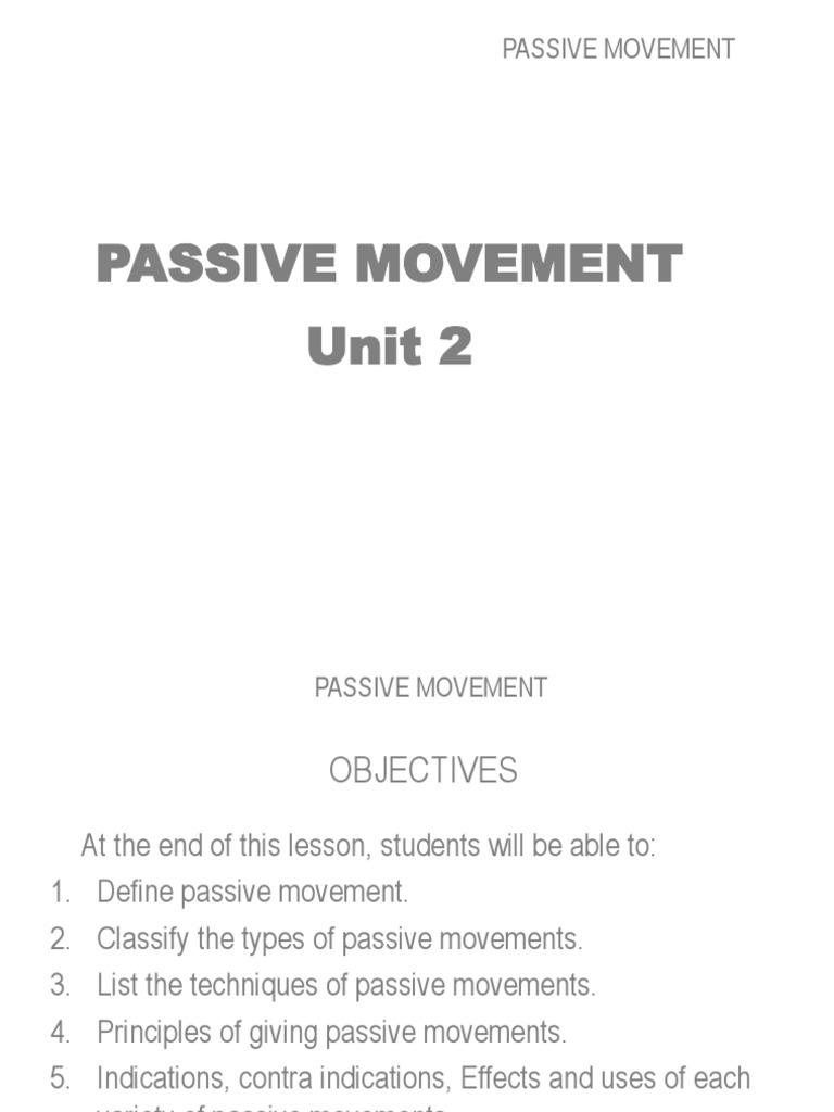 2 Passive Movement | PDF | Physical Therapy | Muscle