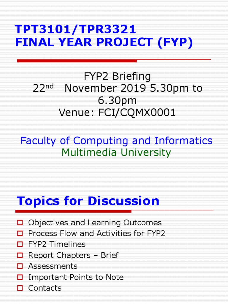 FYP2 (1920) - T2-2019-20 - Briefing On 22nd November 2019 | PDF | Prototype | Design