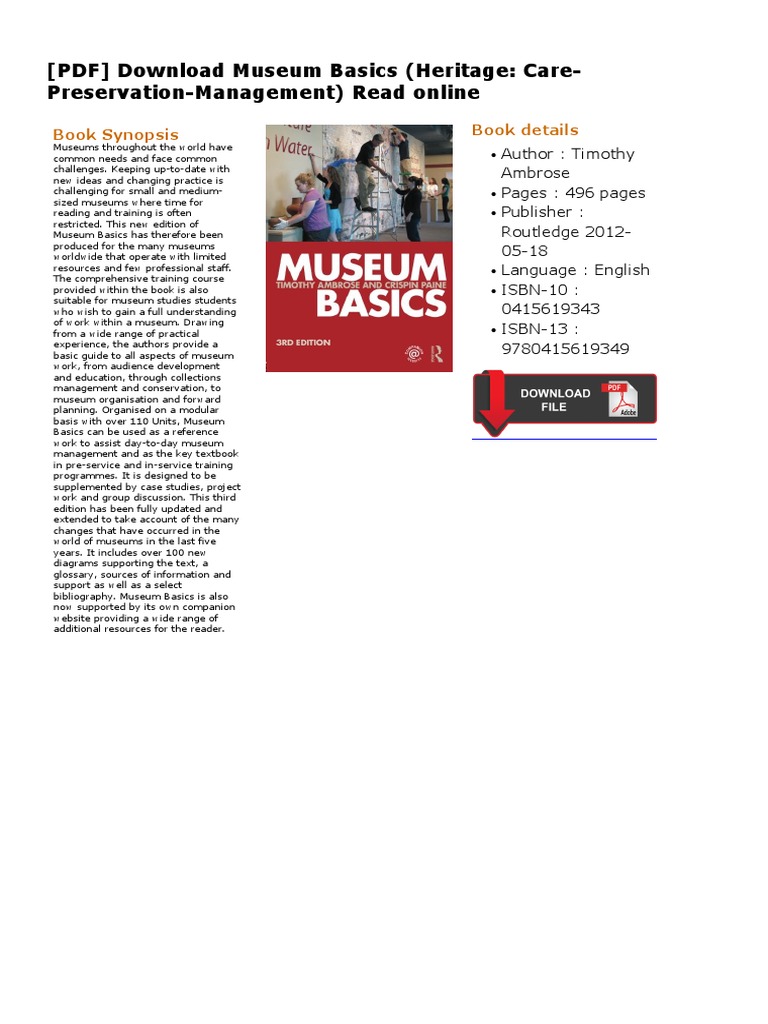 Museum Basics Heritage Pdf