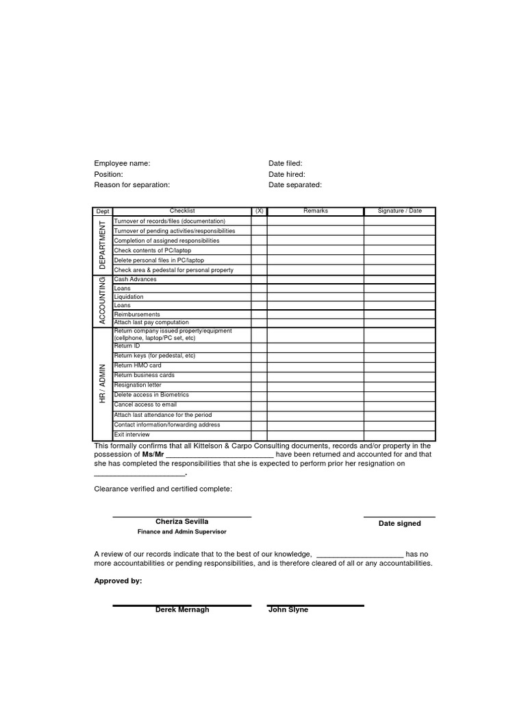 Clearance Form - Template PDF | PDF