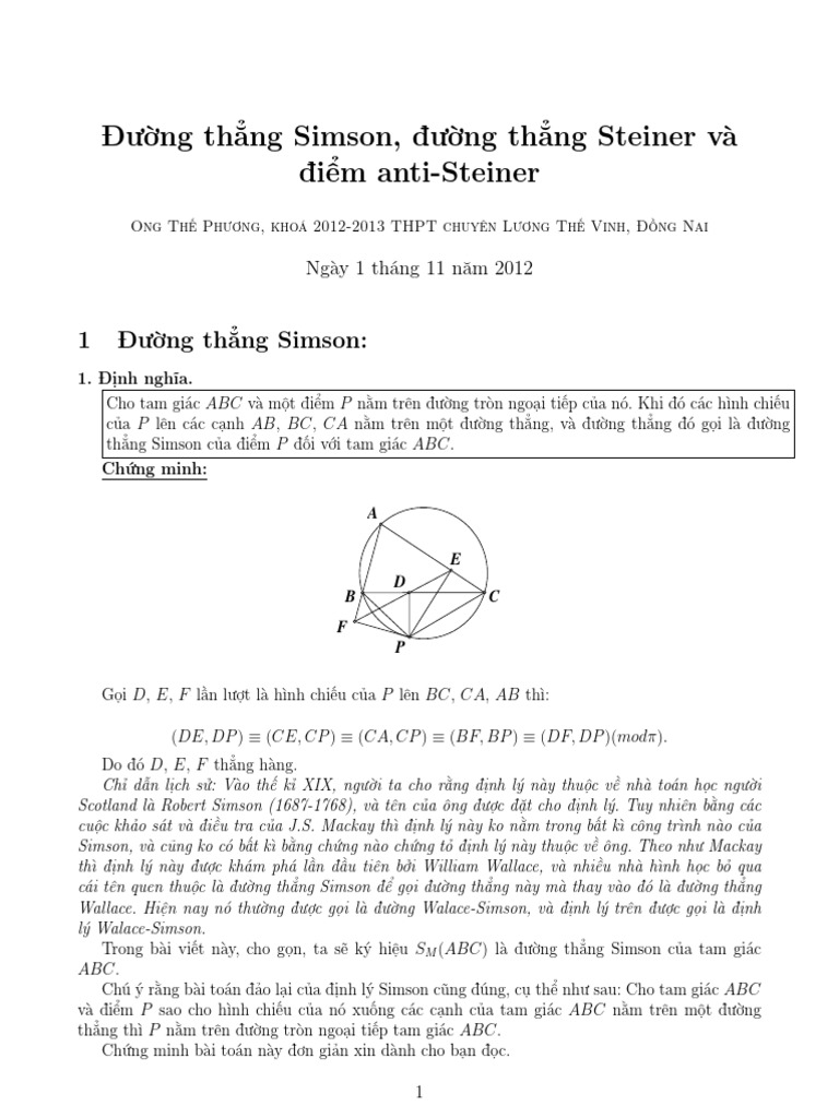 Định lí Simson, Steiner | PDF