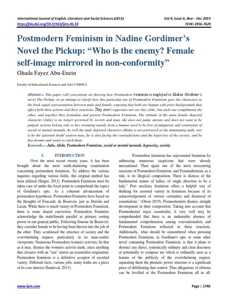 Postmodern Feminism in Gordimer's The Pickup | PDF | Postmodernism ...