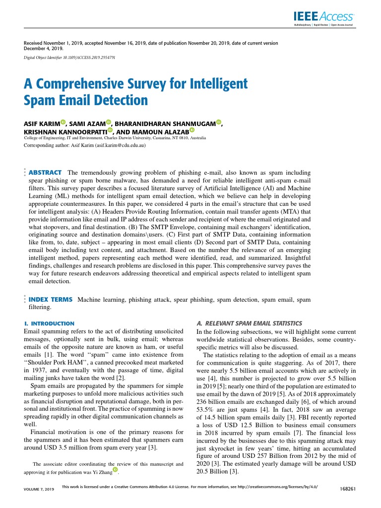 A Comprehensive Survey For Intelligent Spam Email Detection | PDF ...