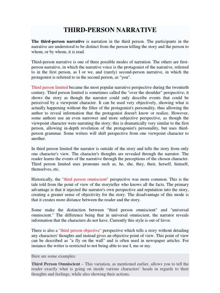 Third Person Point Of View Example