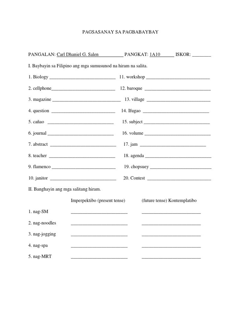 Pagsasanay Sa Pagbabaybay | PDF